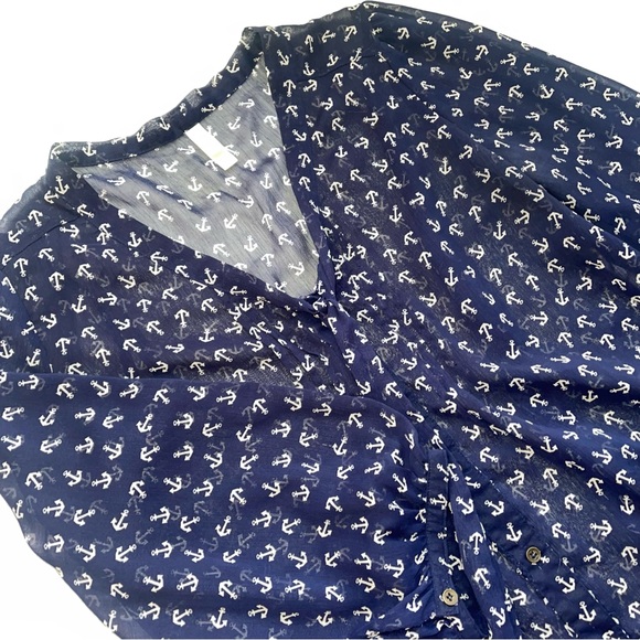 Xhilaration | Tops | Xhilaration Blue Anchor Blouse Lightweight See ...